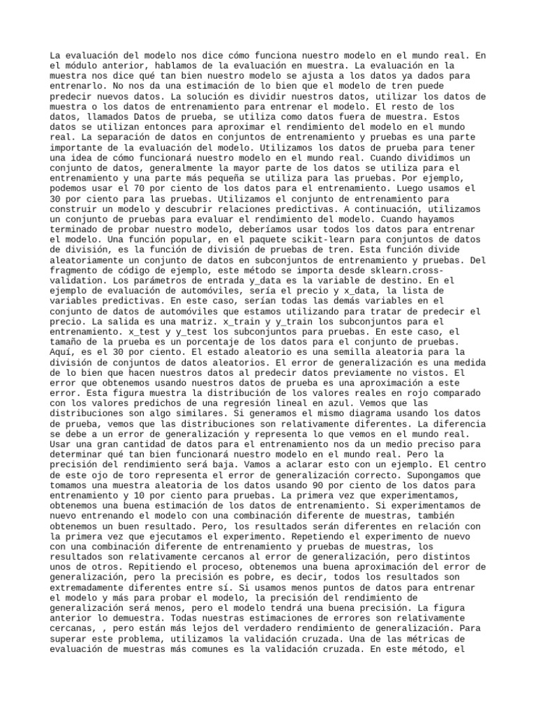 01 - Model Evaluation and Refinement - Es | PDF | Validación Cruzada (Estadísticas ...