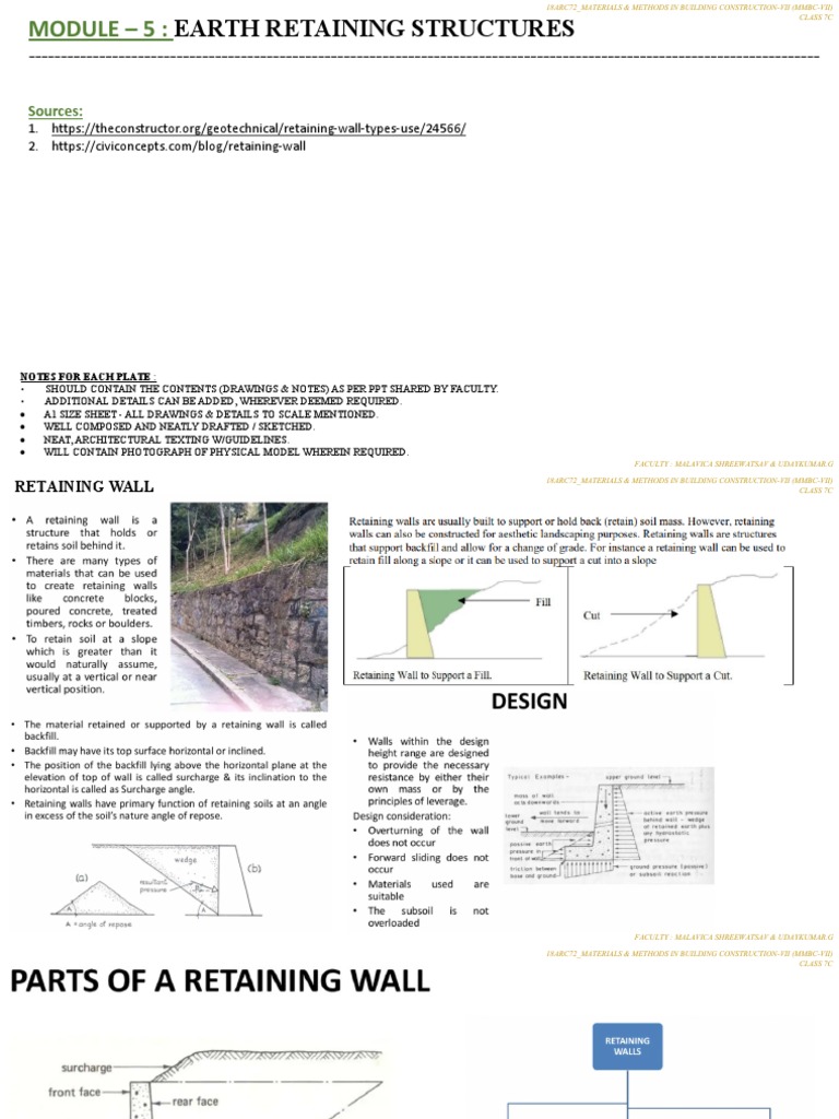 MMBC Vii C - Module 05 - Earth Retaining Structures | PDF