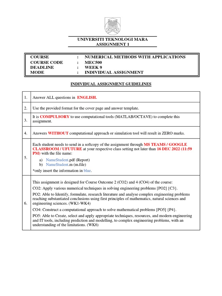 Numerical Methods With Application Assignment 1 | PDF | Applied ...