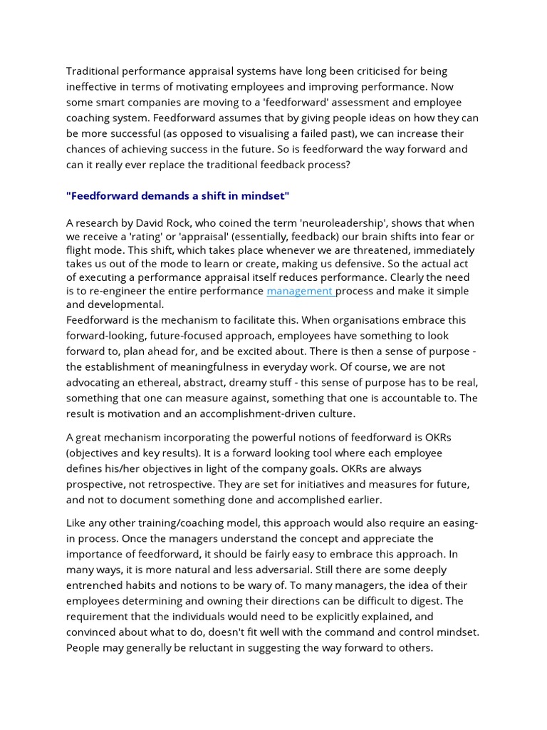 Feeback Feedup Feedforward | PDF | Performance Appraisal | Feedback
