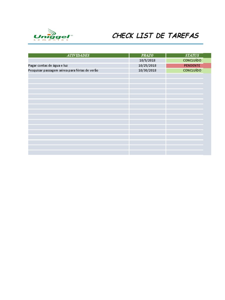 Check List de Tarefas Com Gráfico Termômetro | PDF