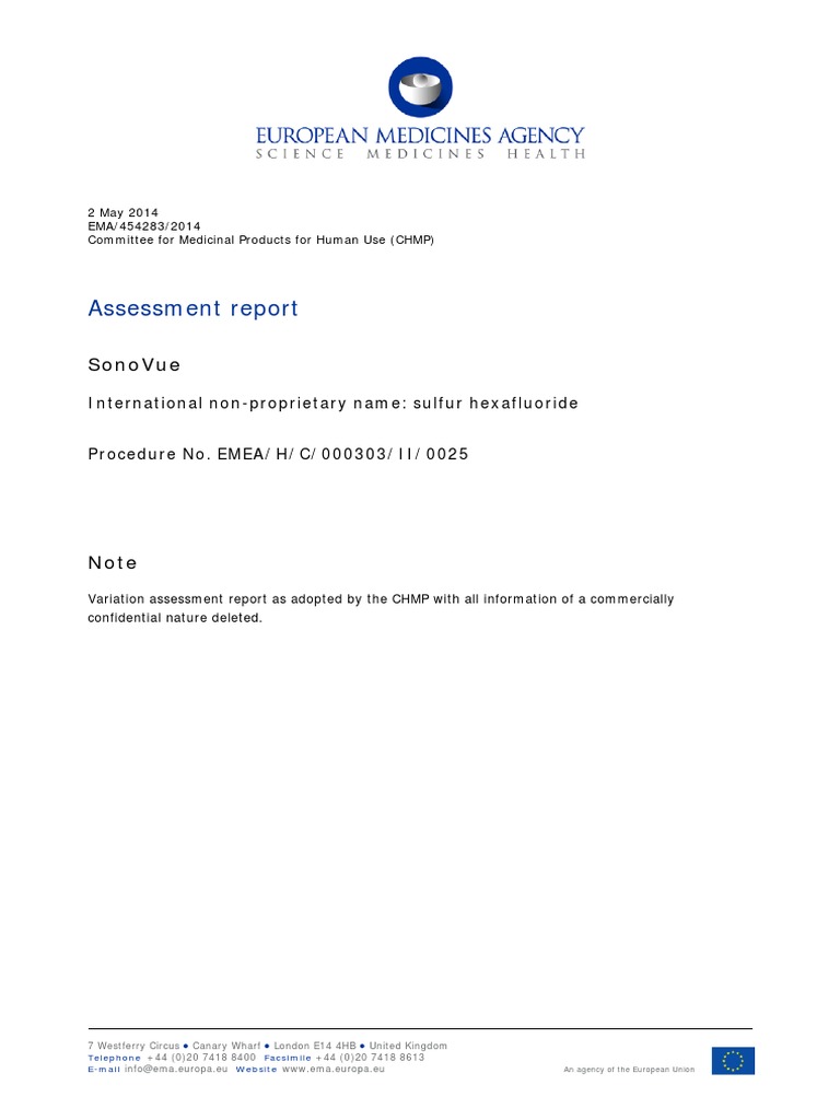 SonoVue: CHMP Assessment Report | PDF | Percutaneous Coronary ...
