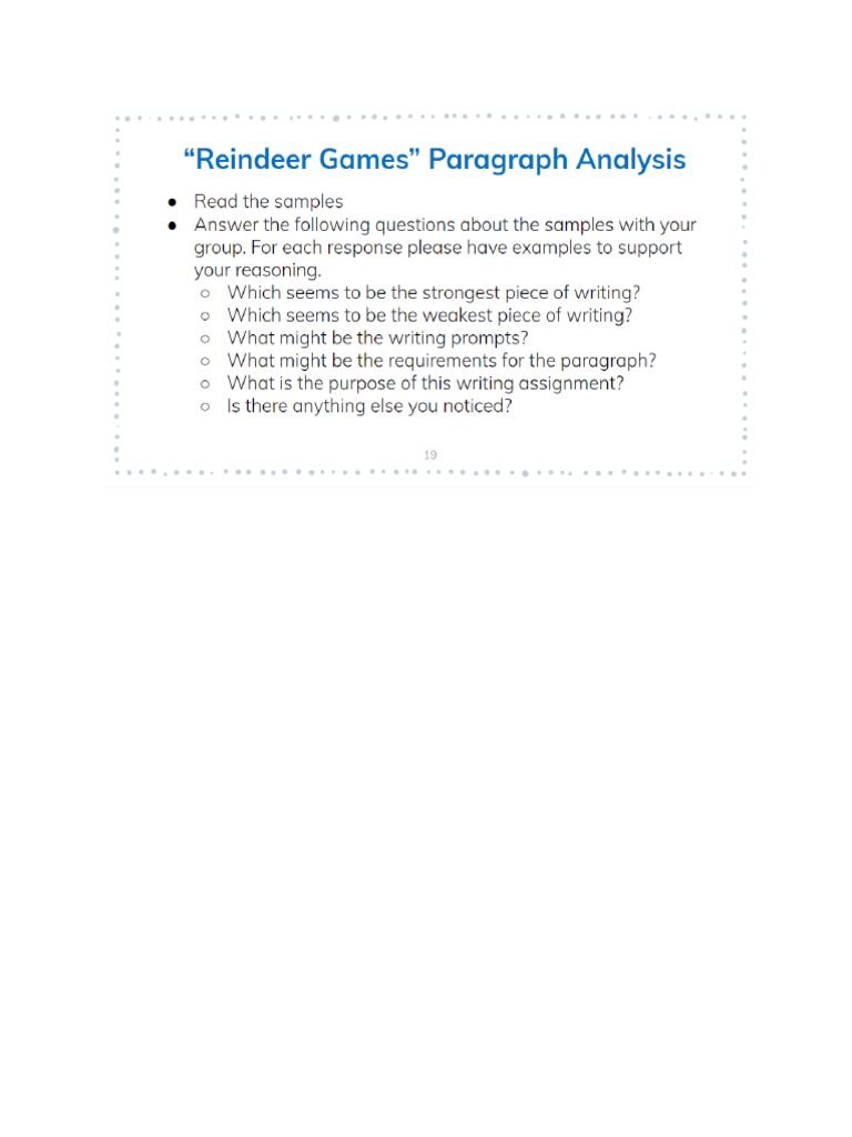 reindeer games paragraph analysis discussion questions | PDF