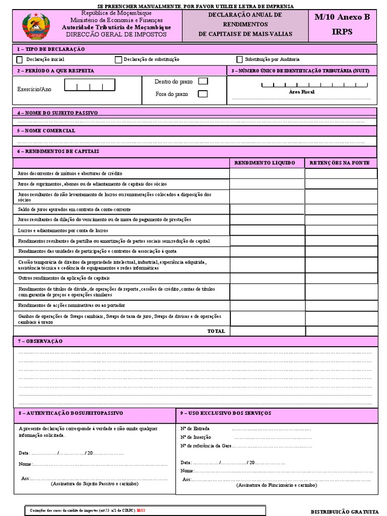 Irps M-10 Anexo B | PDF | Juros | Dinheiro