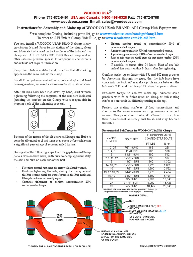 Clamp Installation Instructions | PDF | Nut (Hardware) | Screw
