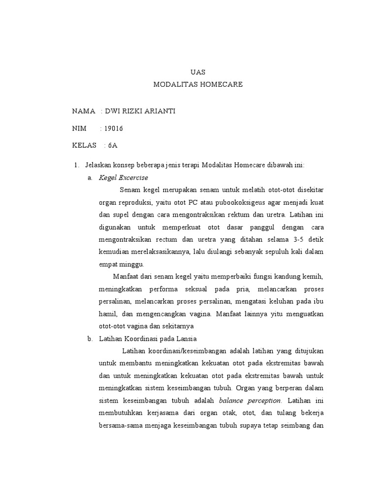 Uas Modalitas Homecare-Dwi R A (19016) 6A | PDF