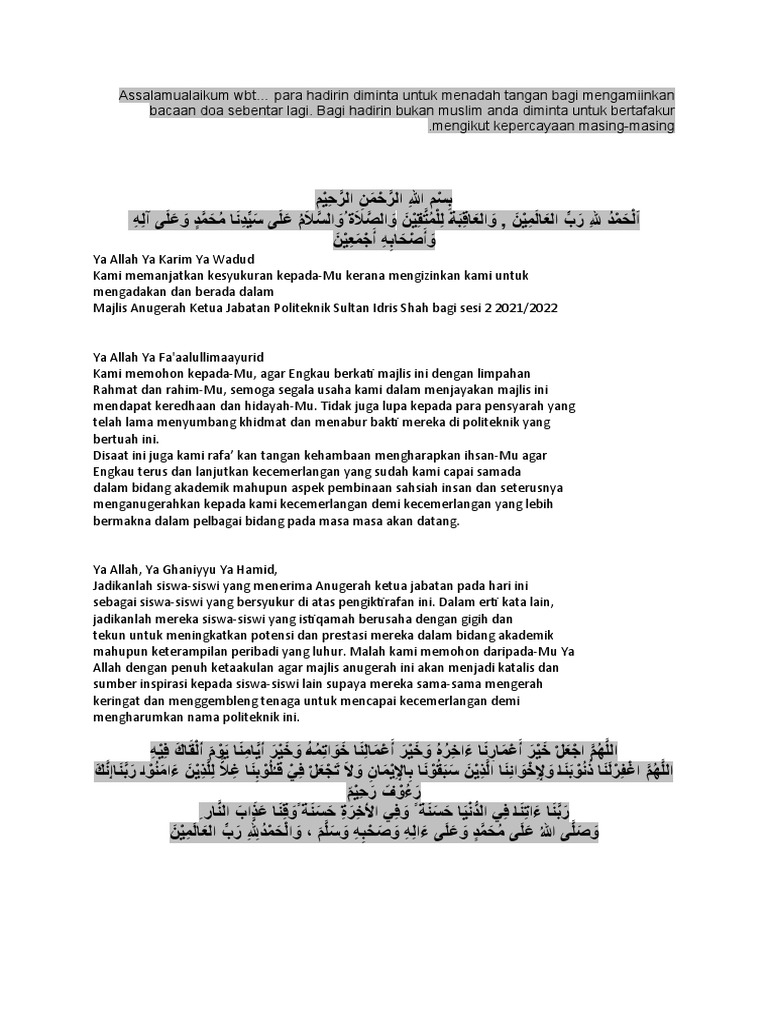 Teks Bacaan Doa AKJ | PDF