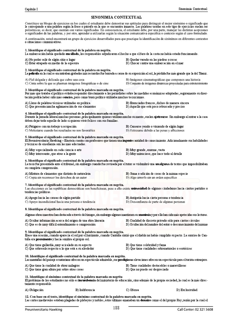 SINONIMOS Y ANTONIMOS CONTEXTUALES | PDF