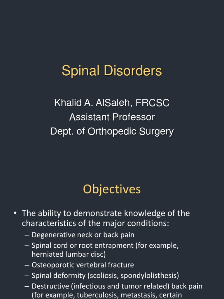 L14-Spinal Disorders (DR. K. ALSALEH) | PDF | Vertebral Column | Spinal ...