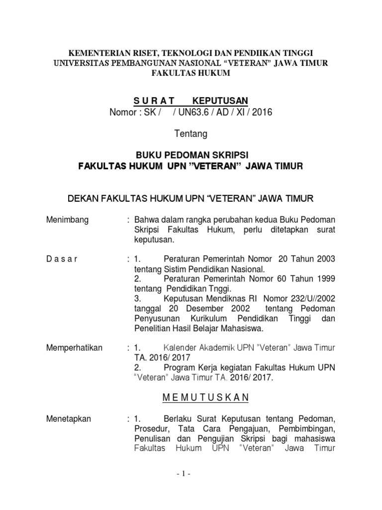Pedoman Skripsi HUKUM | PDF