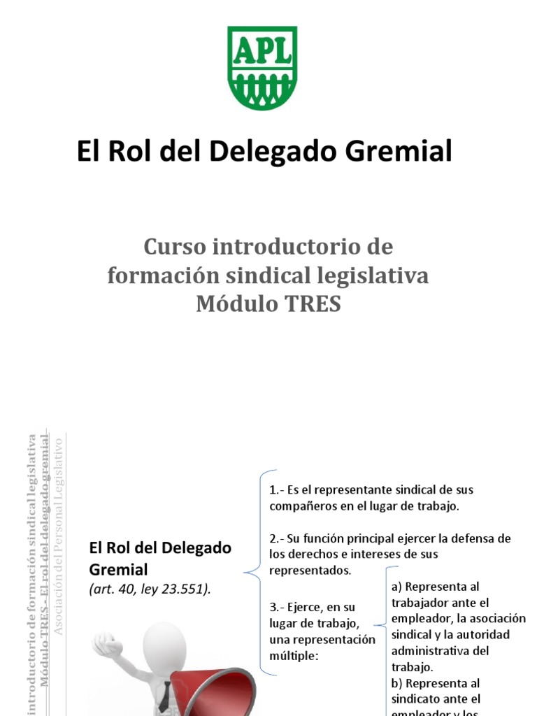 Presentación Modulo 3 - El Rol Del Delegado Gremial | PDF | Sindicato | Conocimiento