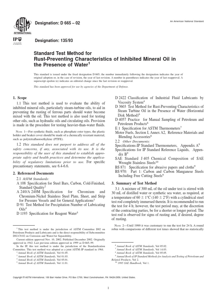 Astm D665 | PDF | Stainless Steel | Water