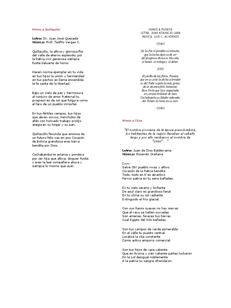 Himno A Quillacollo | PDF