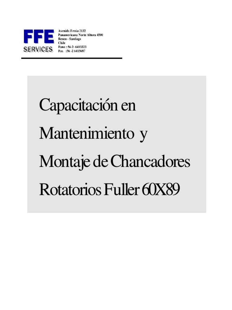 Manual Capacitacion Mantencion Chancador 60X89 Vers 5 | PDF