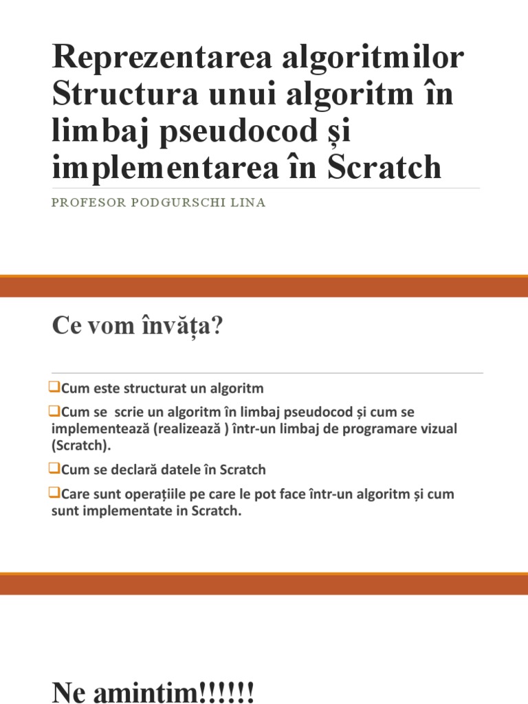 Reprezentarea Algoritmilor Implementarea in Scaratch | PDF