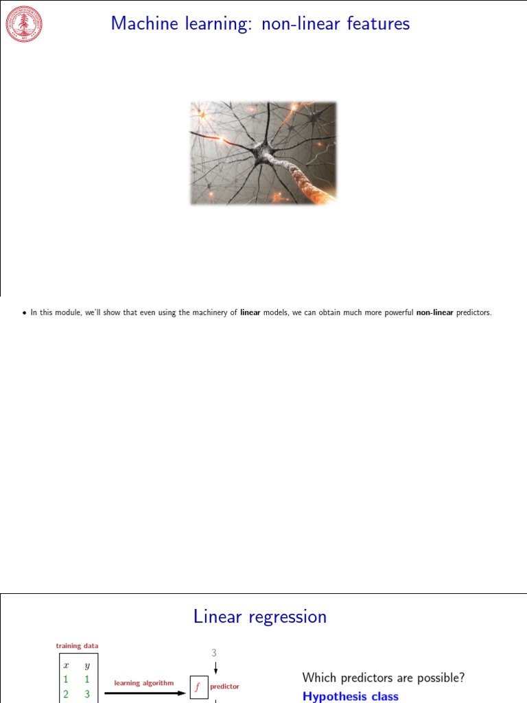 Cs221 Artificial Intelligence Machine Learning 6 Non Linear Features Pdf Dependent And