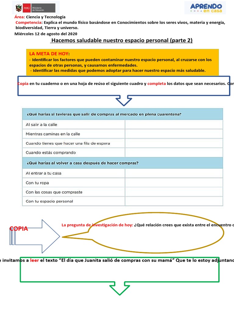Actividades para un espacio personal saludable | PDF