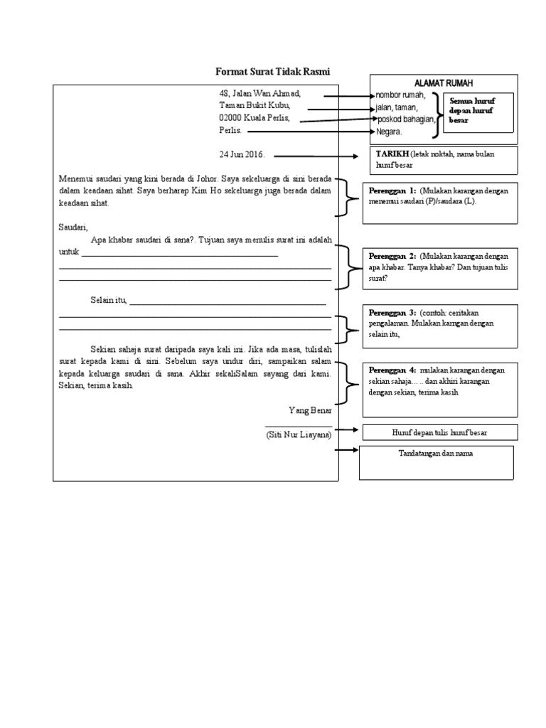 Format Surat Tidak Rasmi | PDF