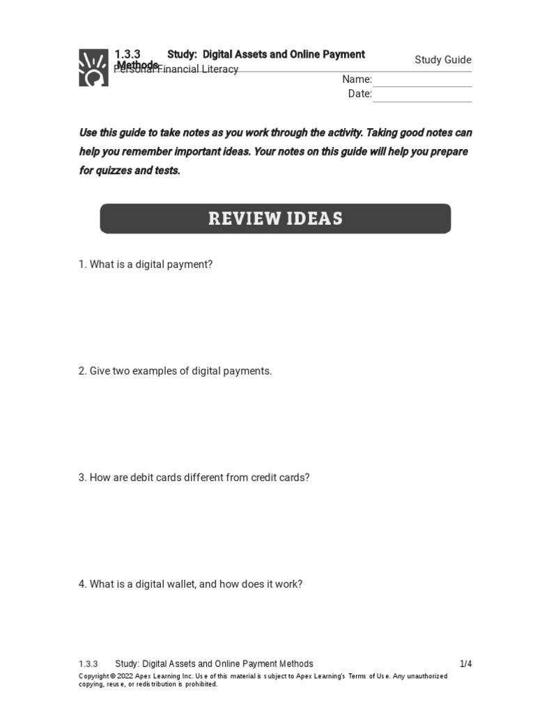 1.3.3 Study - Digital Assets and Online Payment Methods (Study Guide ...