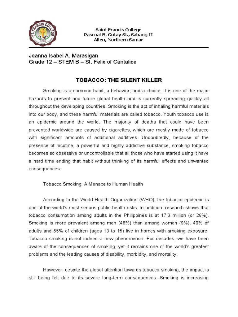 Position Paper | PDF | Smoking | Tobacco Smoking