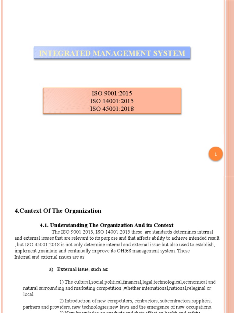Integrated Management System Overview | PDF | Audit | Risk