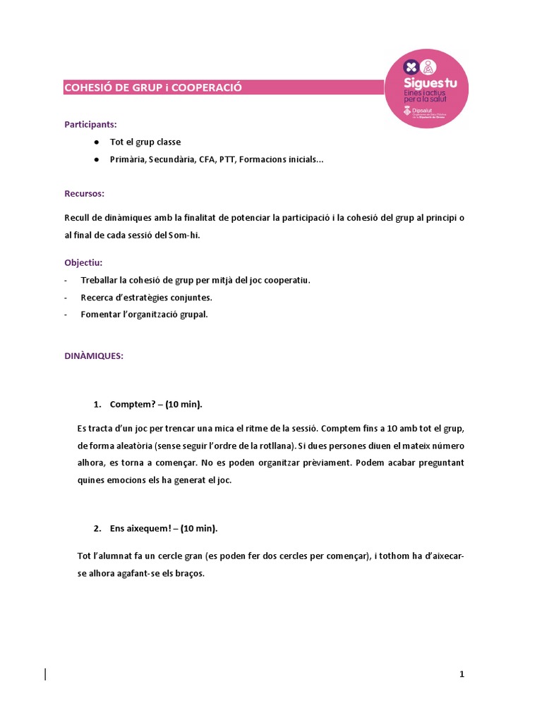 Cohesio de Grup I Cooperacio | PDF