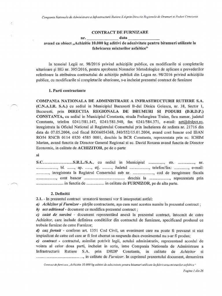 model contract de furnizare | PDF