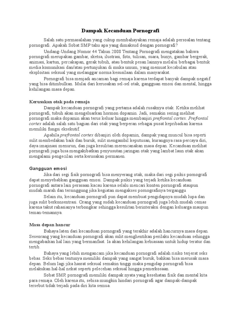 Bahaya Pornografi Bagi Remaja | PDF | Gaya Hidup