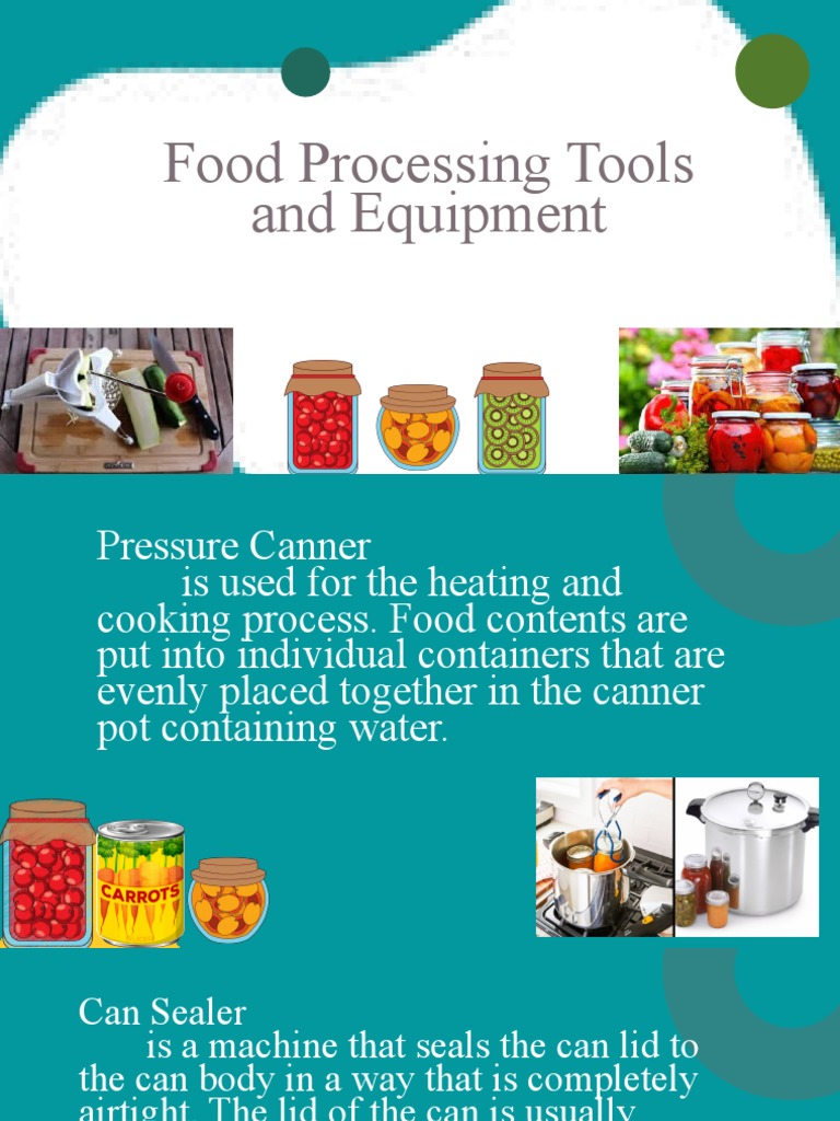 Food Processing Tools and Equipment | PDF | Cooking, Food & Wine