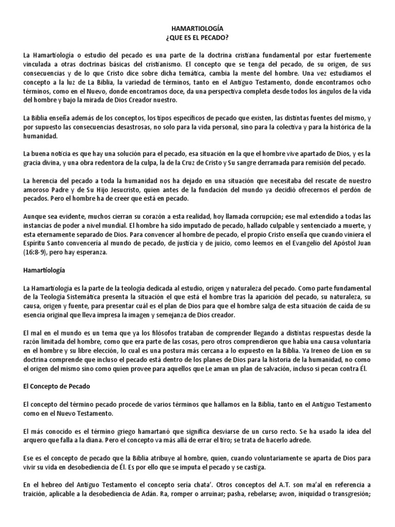 Hamartiología: Estudio del Pecado | PDF | Pecado | El pecado original