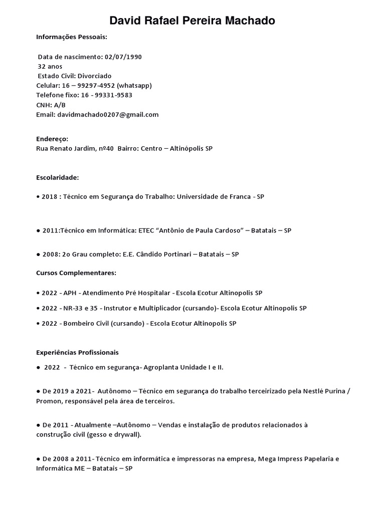 CurrÃ - Culo - David Rafael Pereira Machado | PDF