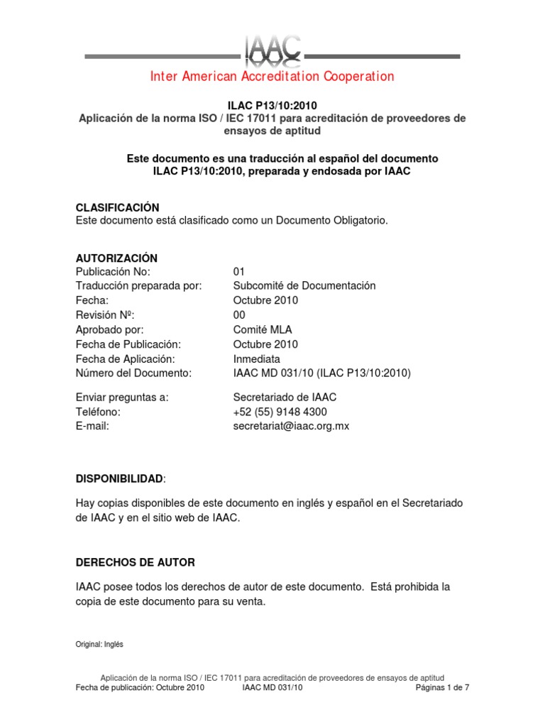 MD 031 ILAC - P13 Traducc Proveedores EA | PDF | Evaluación | Auditoría