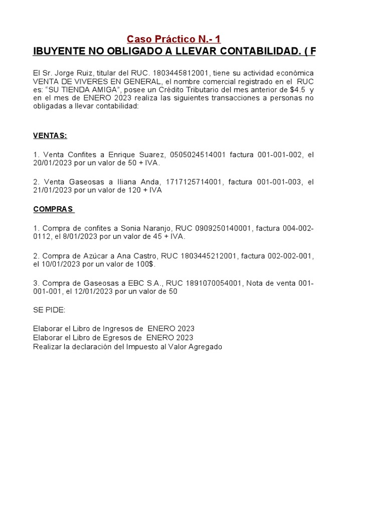 EJERCICIO_BASICO (3) | PDF | Impuesto al valor agregado | Factura