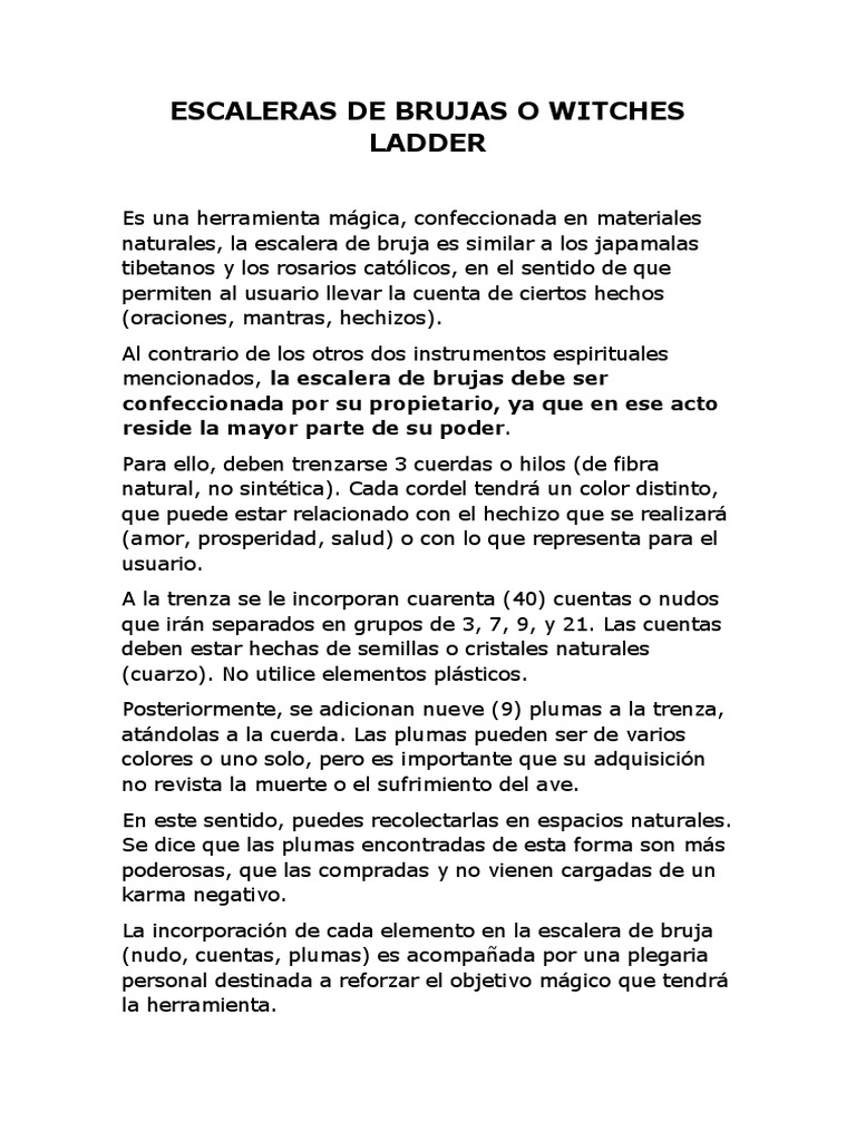 Escaleras de Brujas O Witches Ladder | PDF | Brujería