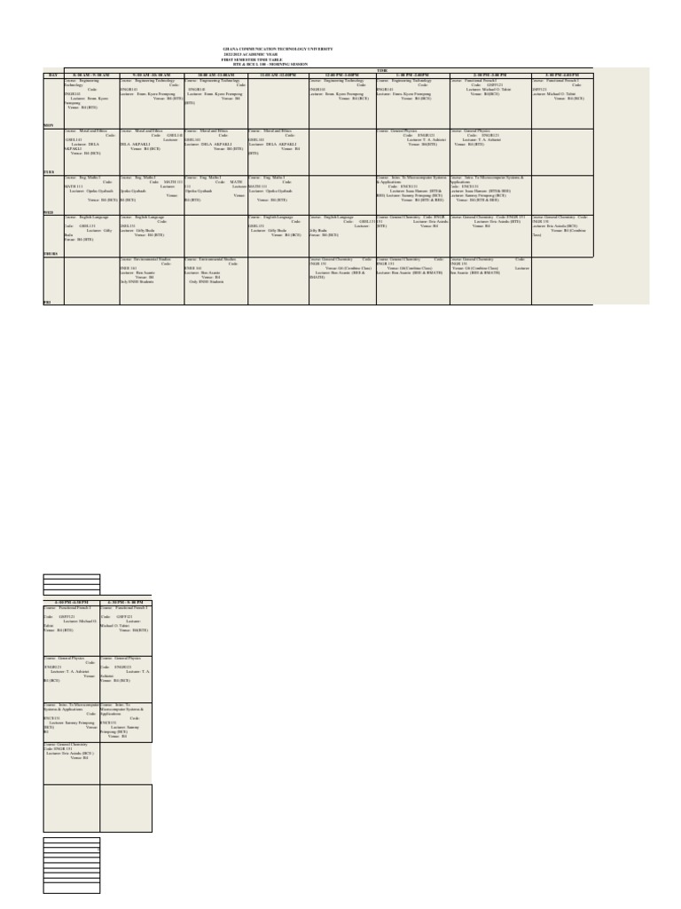 ENGINEERING TIMETABLE 2023 | PDF | Physical Sciences | Electricity