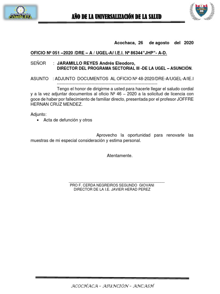 OFICIO #051 Solicitud | PDF