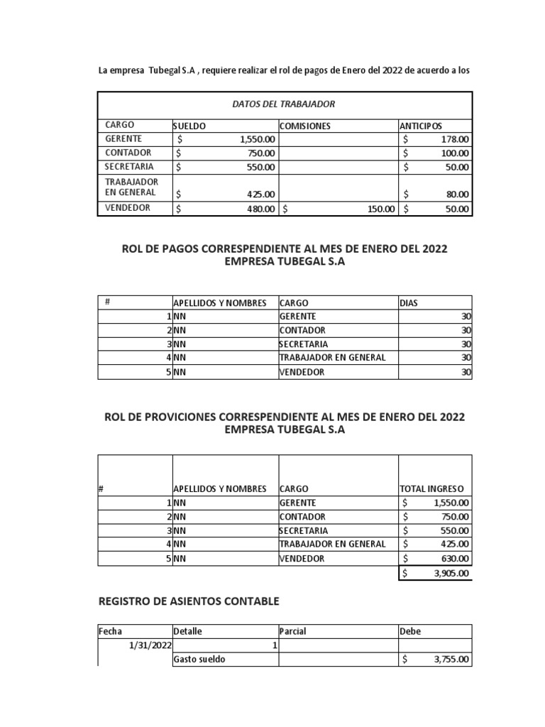Rol de Pagos | PDF | Gobierno | Ecuador