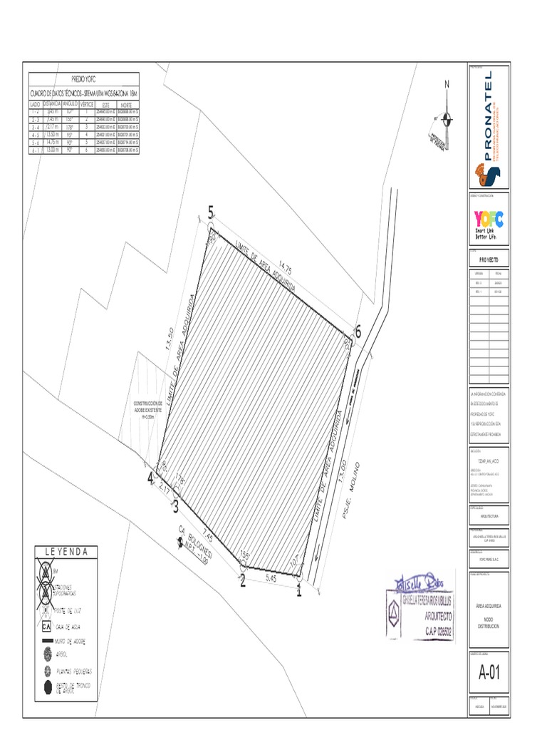 Cuadro de Datos Técnicos - Sitema Utm Wgs 84-Zona 18M Predio Yofc | PDF