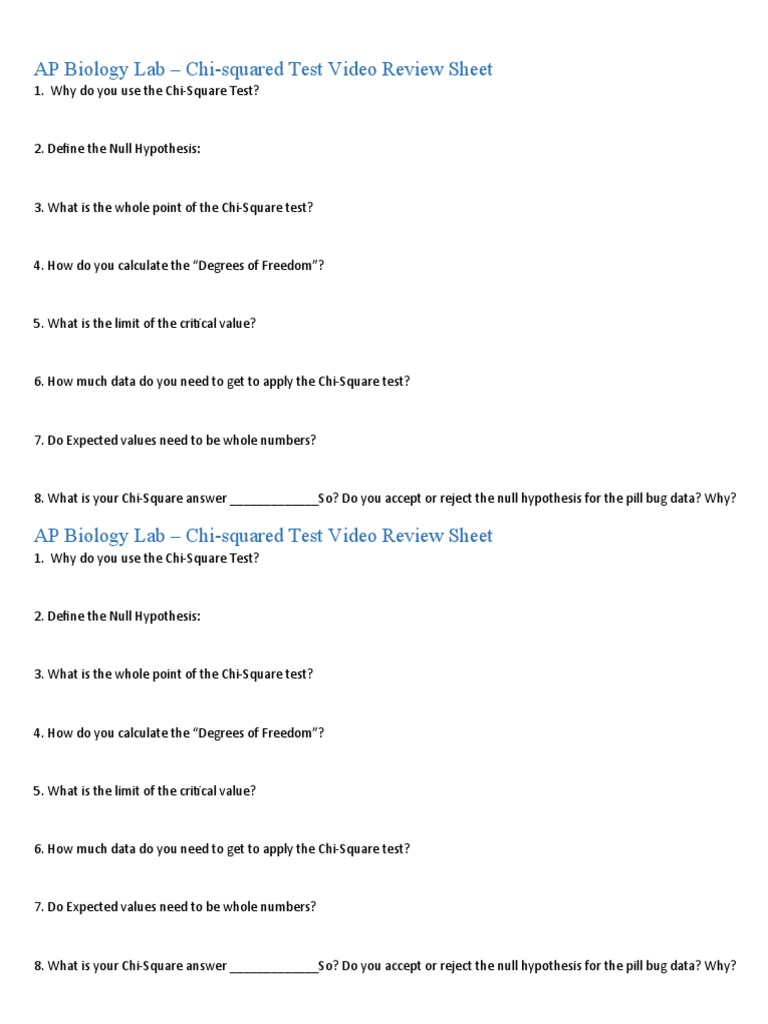 AP Biology Chi-Squared Test Guide | PDF