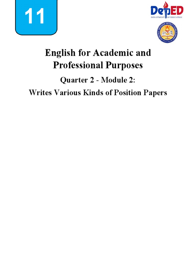 English For Academic and Professional Purposes: Quarter 2 - Module 2 ...