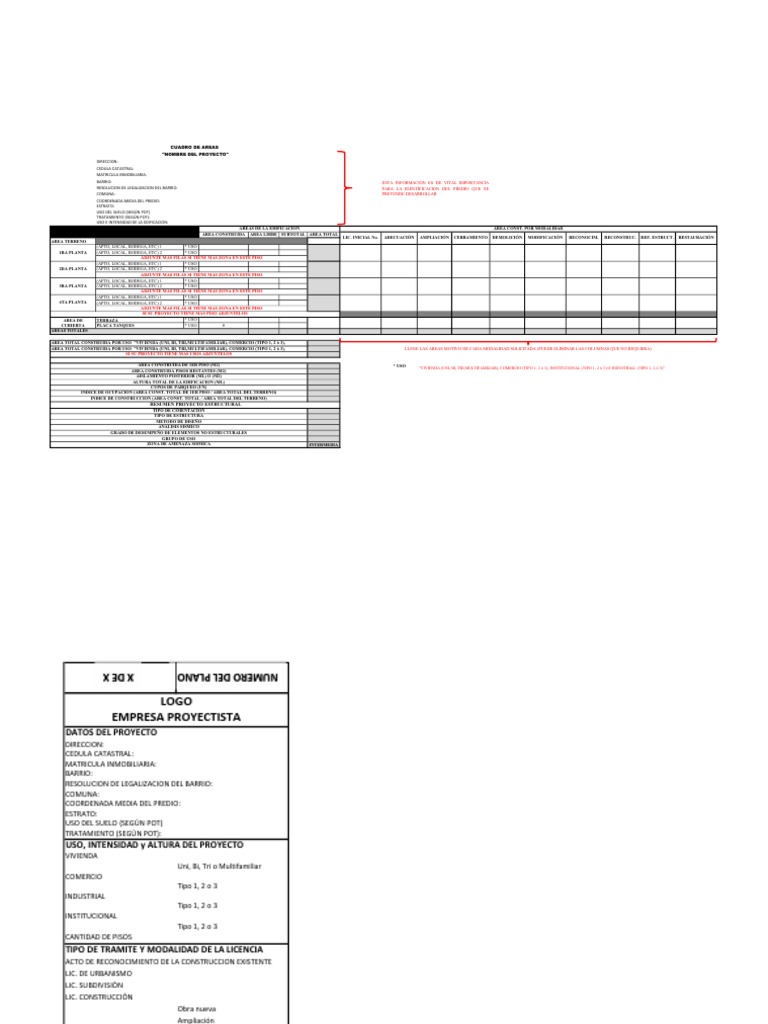 Informacion Rotulo y Cuadro de Areas | PDF | Ingeniería | Bienes raíces