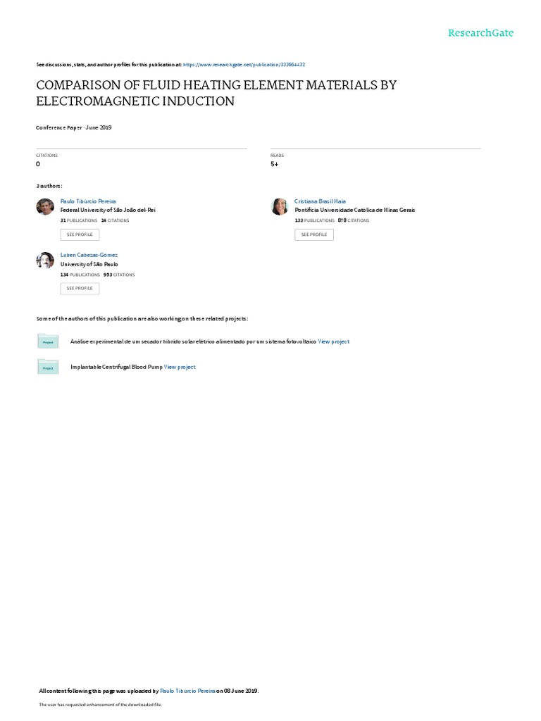 Comparison of Fluid Heating Element Materials by Electromagnetic ...