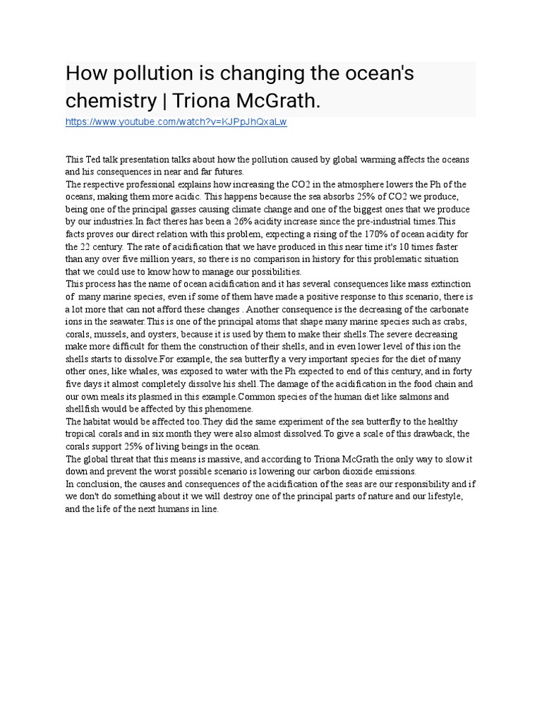 How Pollution Is Changing The Ocean's Chemistry - Triona McGrath ...