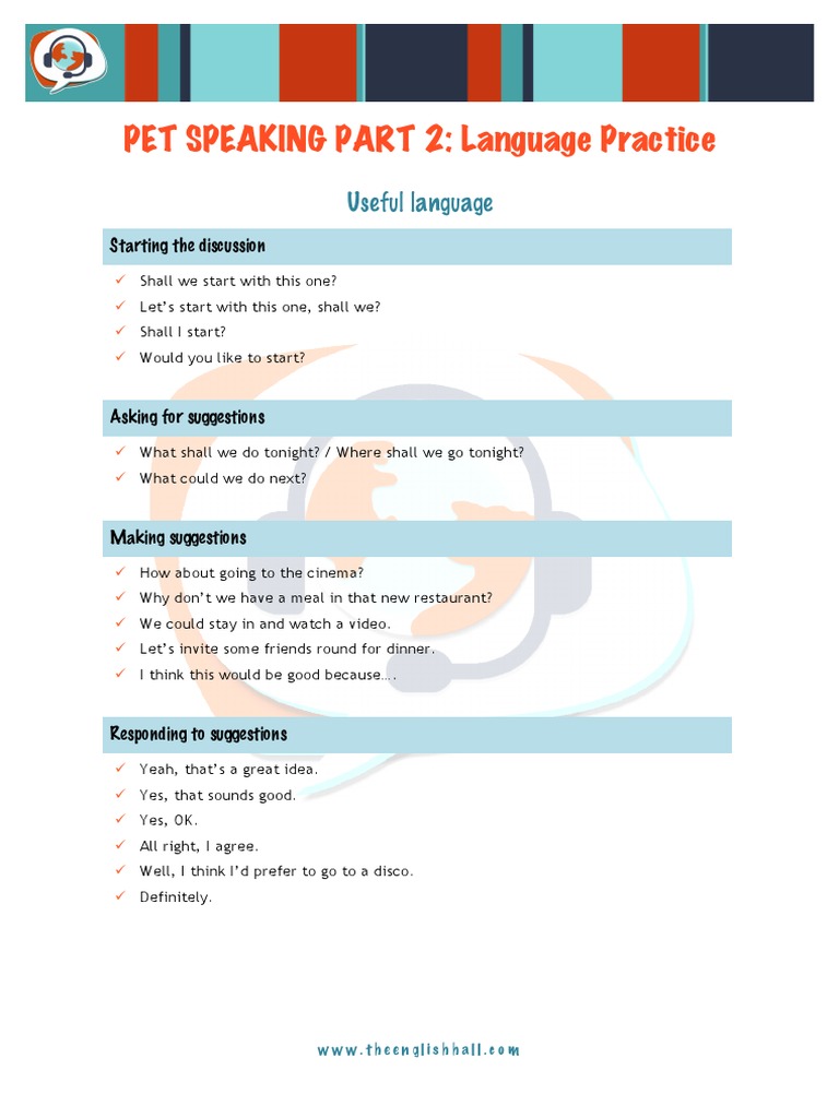 Speaking Part 2 Useful Language | PDF | Games & Activities | Language ...