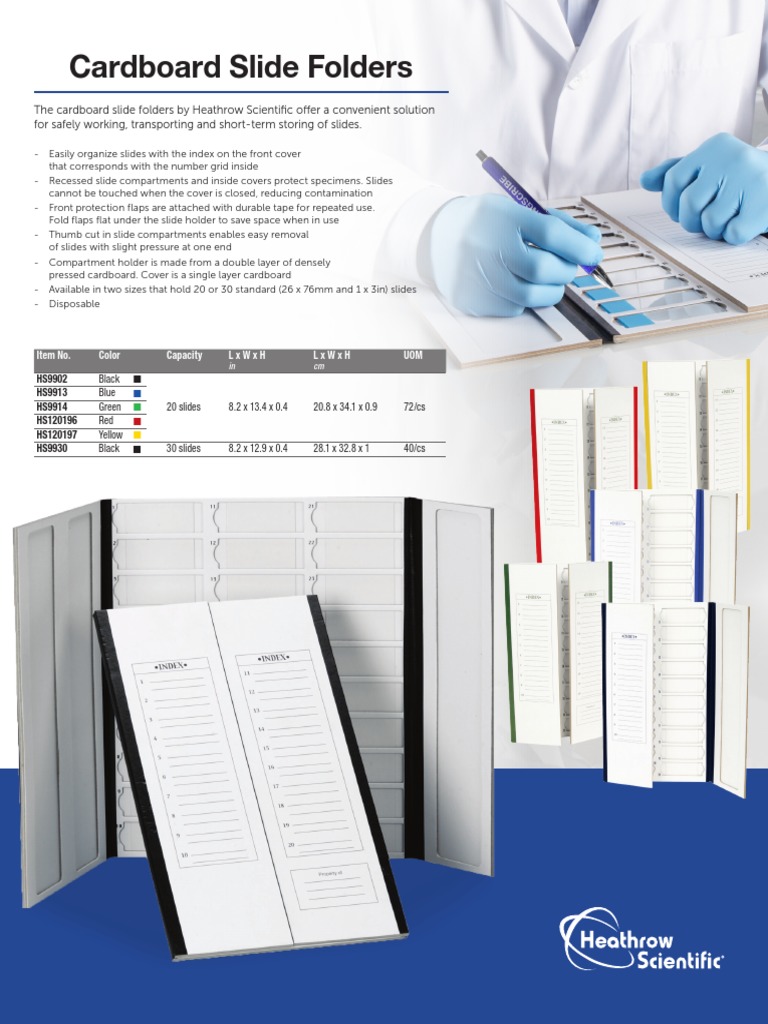 Heathrow Scientific - Microscopy Supplies - Cardboard Slide Folders | PDF