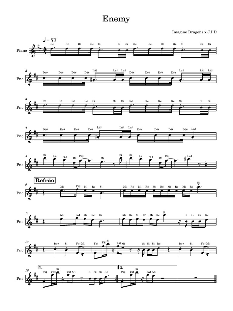 Imagine Dragons - Enemy Partitura | PDF
