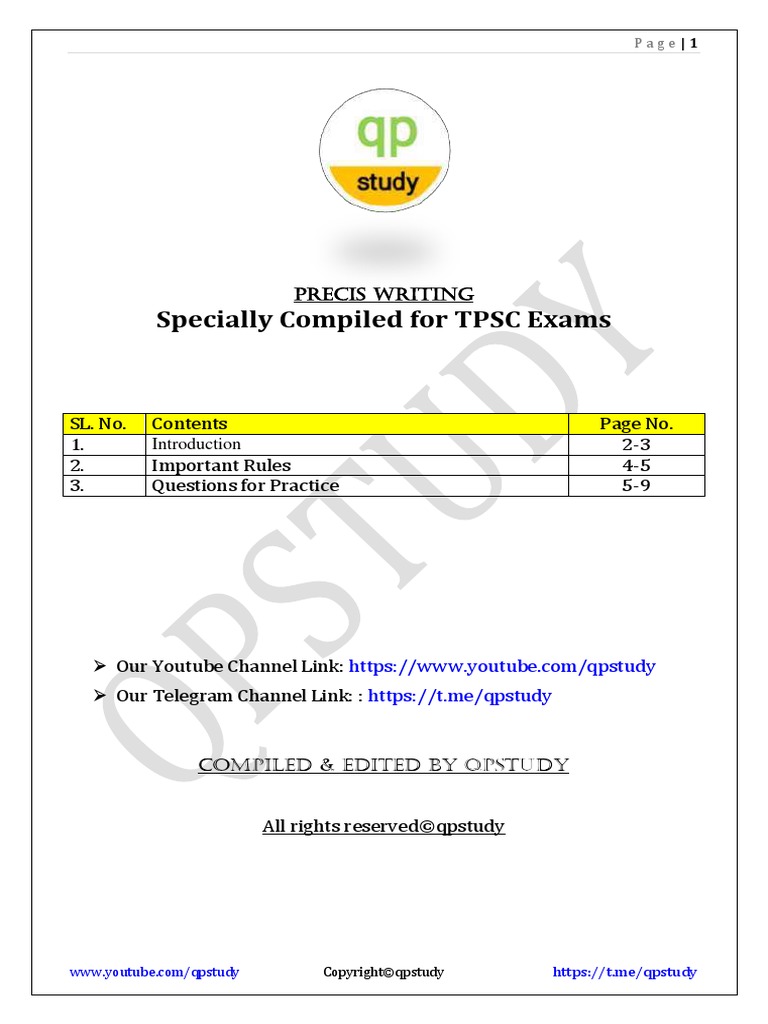 Precis-Tpsc Combined Mains | PDF | Water | Wound