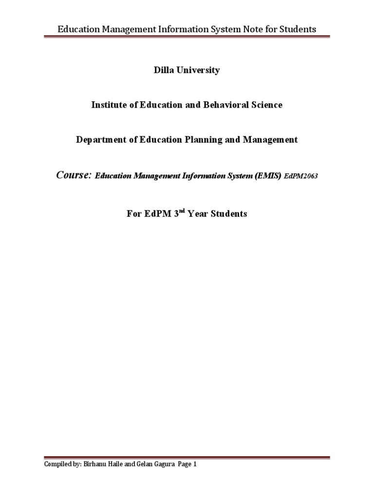 EMIS Note For Students Best | PDF | Information | System
