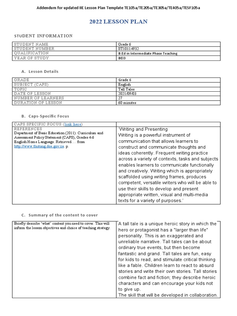 English Lesson Plan | PDF | Lesson Plan | Learning