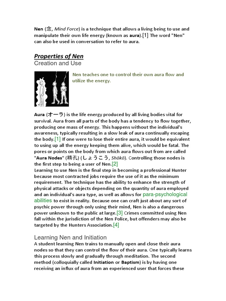 Properties of Nen: Creation and Use | PDF | Exorcism | Aura (Paranormal)